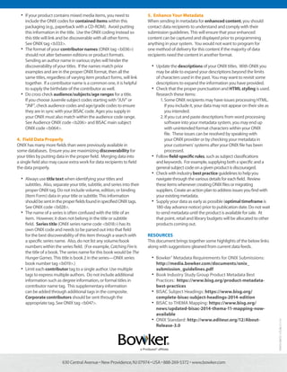 Creating Effective ONIX Metadata: Five Keys to Promote Discovery | PDF