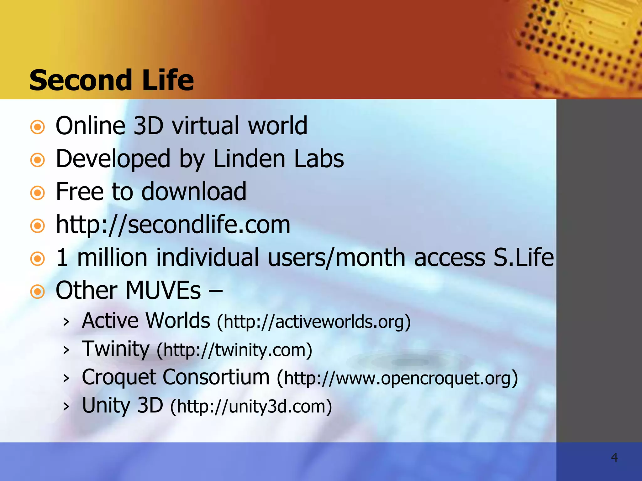 Transforming Learning: Using a Multi-User Virtual Environment for simulation | PPT