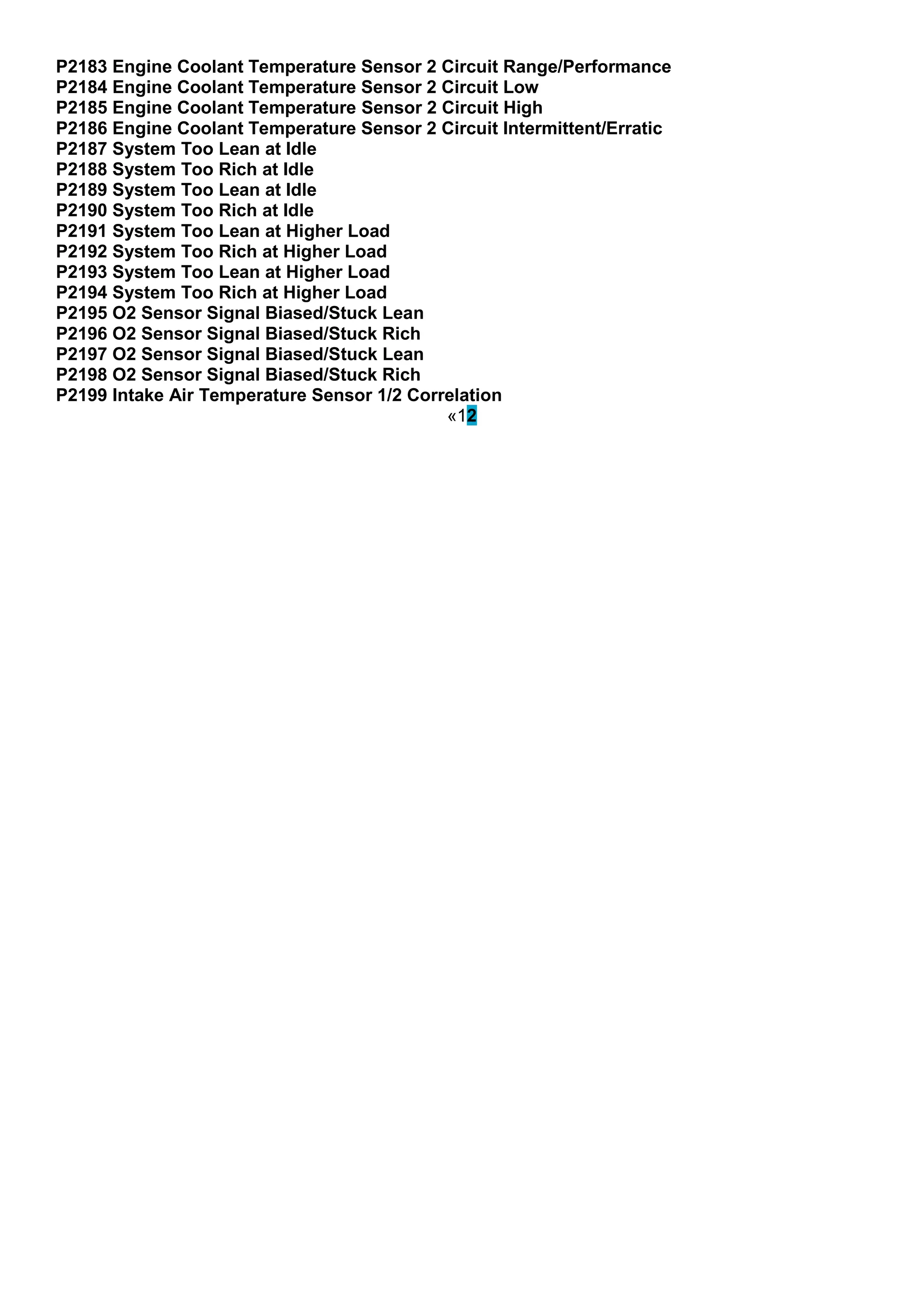 OBD2 Powertrain Code List (P2100- P2199) | PDF