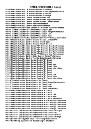OBD2 Powertrain Code List (P2100- P2199) | PDF