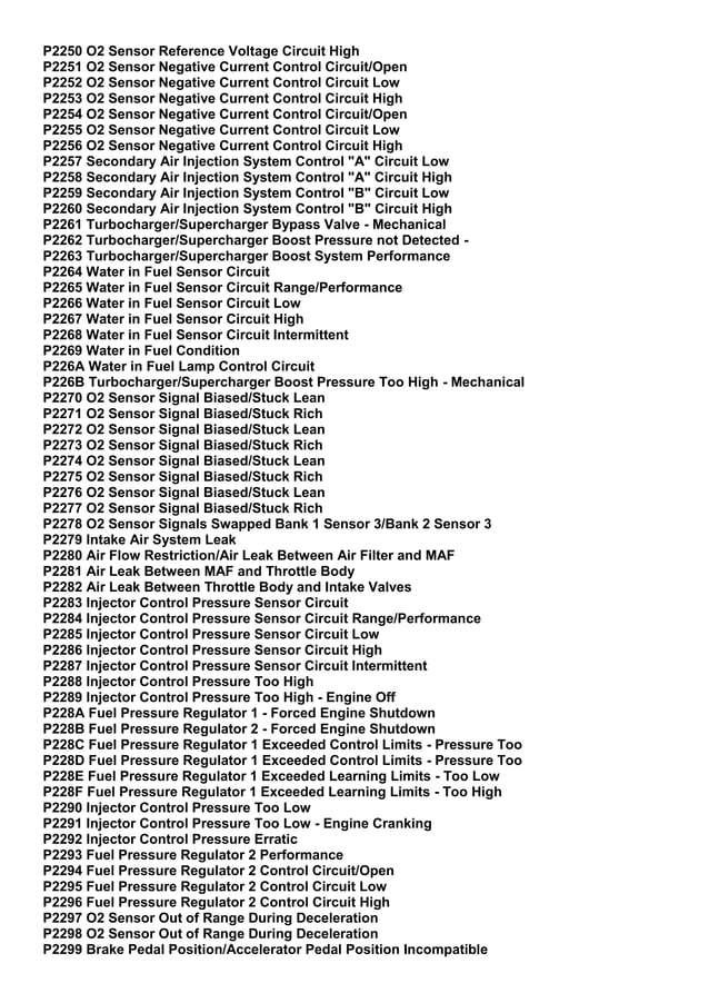 OBD2 Powertrain Code List (P2200- P2299) | PDF