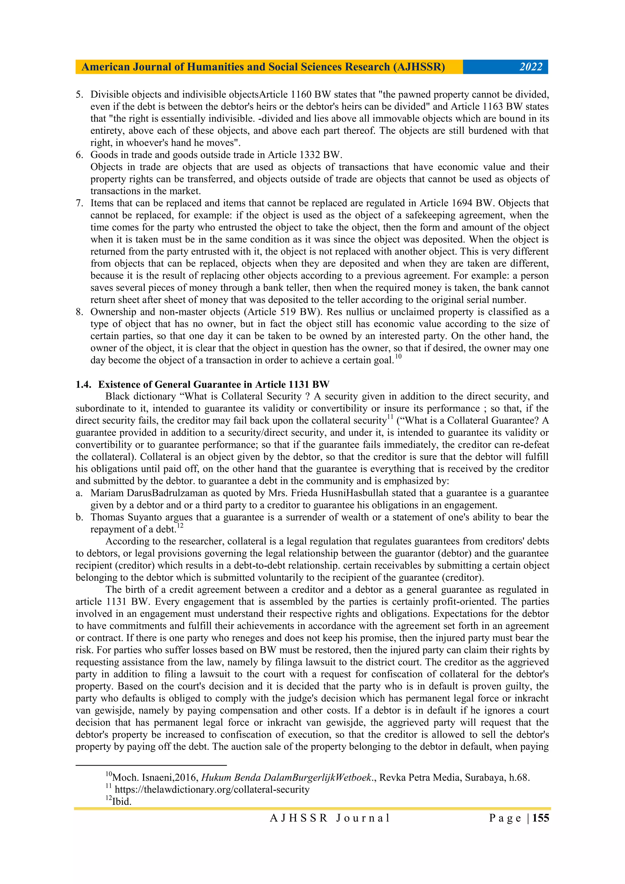 Characteristics of Collateral As A Special Guarantee in The Banking ...