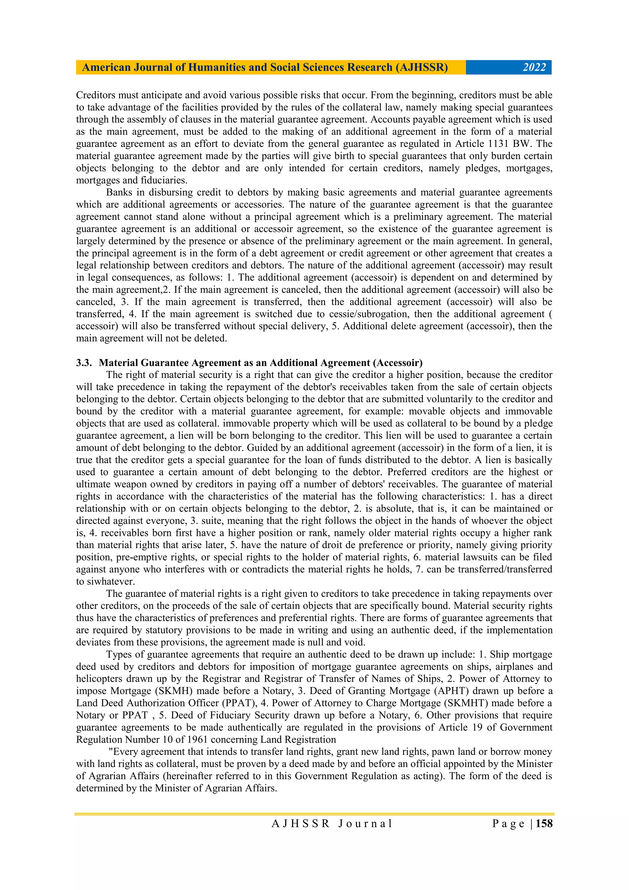 Characteristics of Collateral As A Special Guarantee in The Banking ...