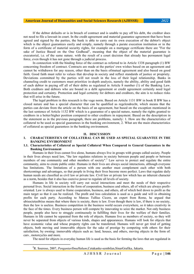 Characteristics of Collateral As A Special Guarantee in The Banking ...