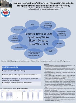 Restless Legs Syndrome/Willis-Ekbom Disease (RLS/WED) in the child ...