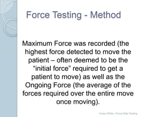 Force Testing Data Slide Sheets | PPTX | Physical Therapy | Wellness