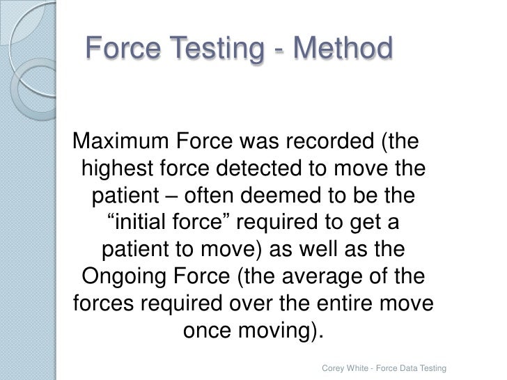 Force Testing Data Slide Sheets