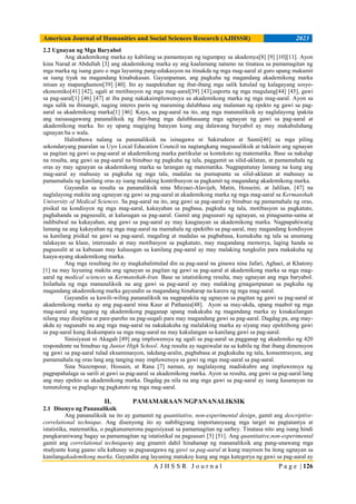 Mga gawi sa pag-aaral at akademikong marka ng kolehiyo sa kalagitnaan ng COVID-19 pandemya | PDF