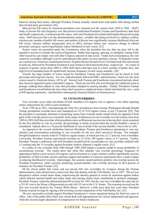 BACK TO BACK: The Veto Record of Presidents Truman and Eisenhower | PDF