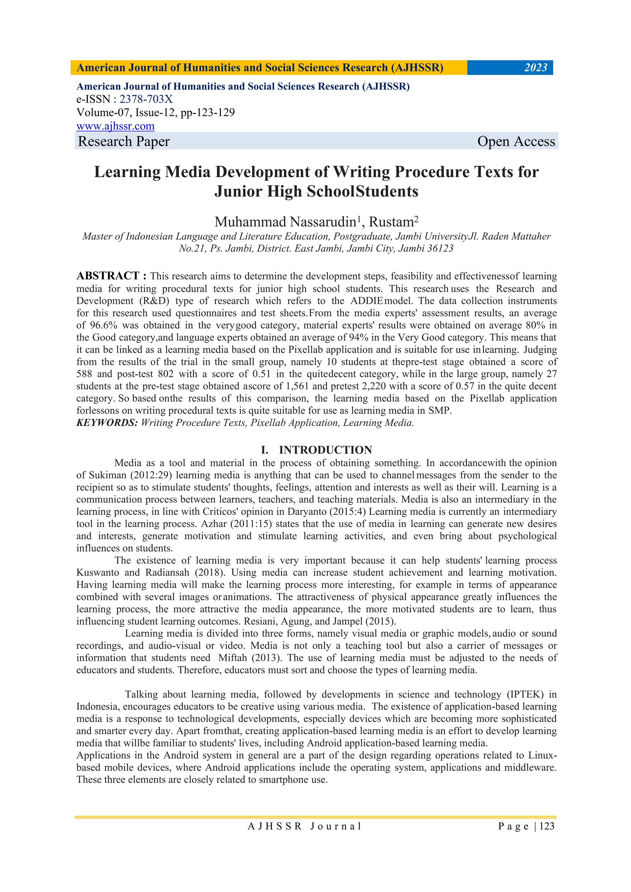 Learning Media Development of Writing Procedure Texts for Junior High SchoolStudents | PDF