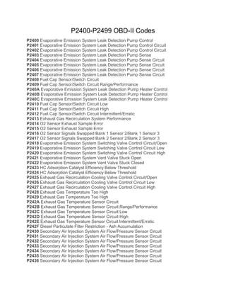 OBD2 Powertrain Code List (P2400- P2499) | PDF