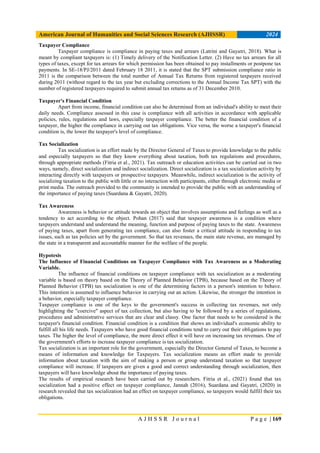 The Influence of Financial Conditions on Taxpayer Compliance with Tax Socialization and Tax ...