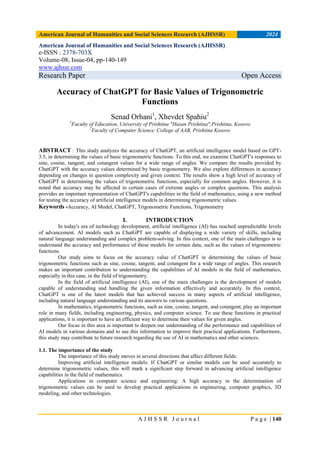 Accuracy of ChatGPT for Basic Values of Trigonometric Functions | PDF