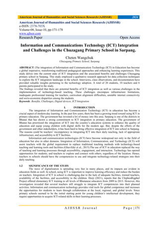 Information and Communications Technology (ICT) Integration and ...