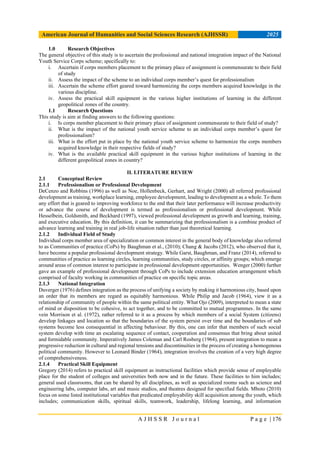 NATIONAL YOUTH SERVICE CORP; A PARADIGM SHIFT TO PROFESSIONALISM AND ...