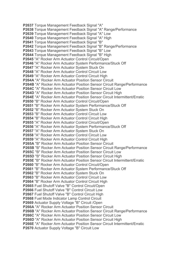 OBD2 Powertrain Code List (P2600- P2699) | PDF