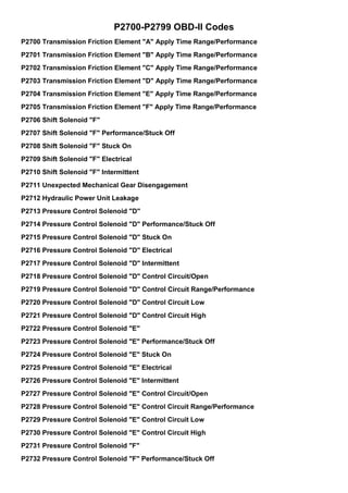 OBD2 Powertrain Code List (P2700- P2799) | PDF