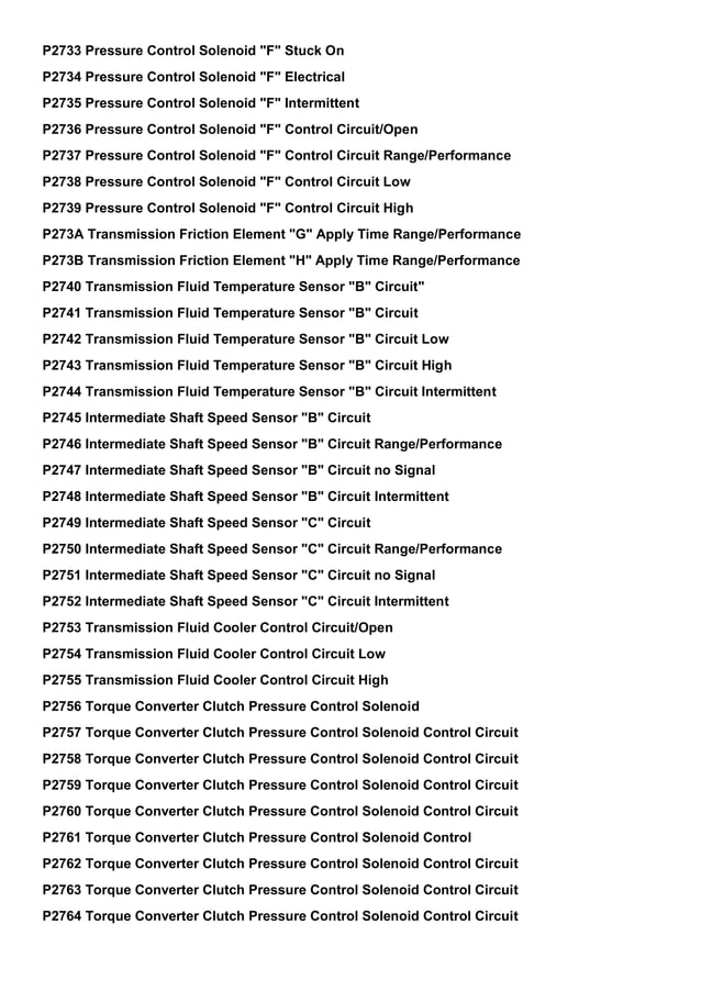 OBD2 Powertrain Code List (P2700- P2799) | PDF