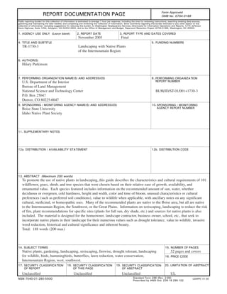 Xeriscaping Quick Reference Guide - Idaho Native Plants | PDF