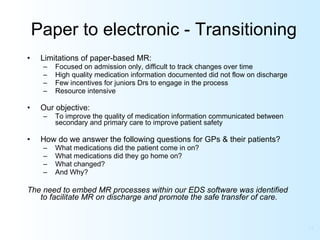 Electronic Medication Reconciliation - Improving patient safety through ...