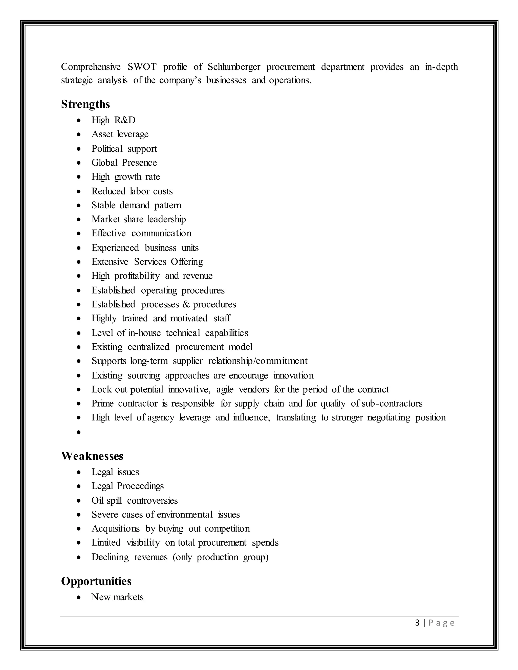 SWOT analysis of schlumberger - SCM | DOCX