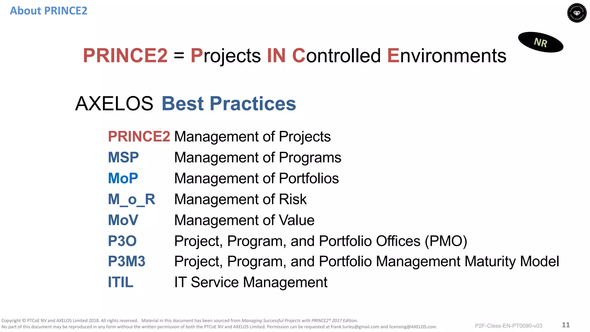 PRINCE2 Foundation Classroom slides - Sample - Classic | PDF