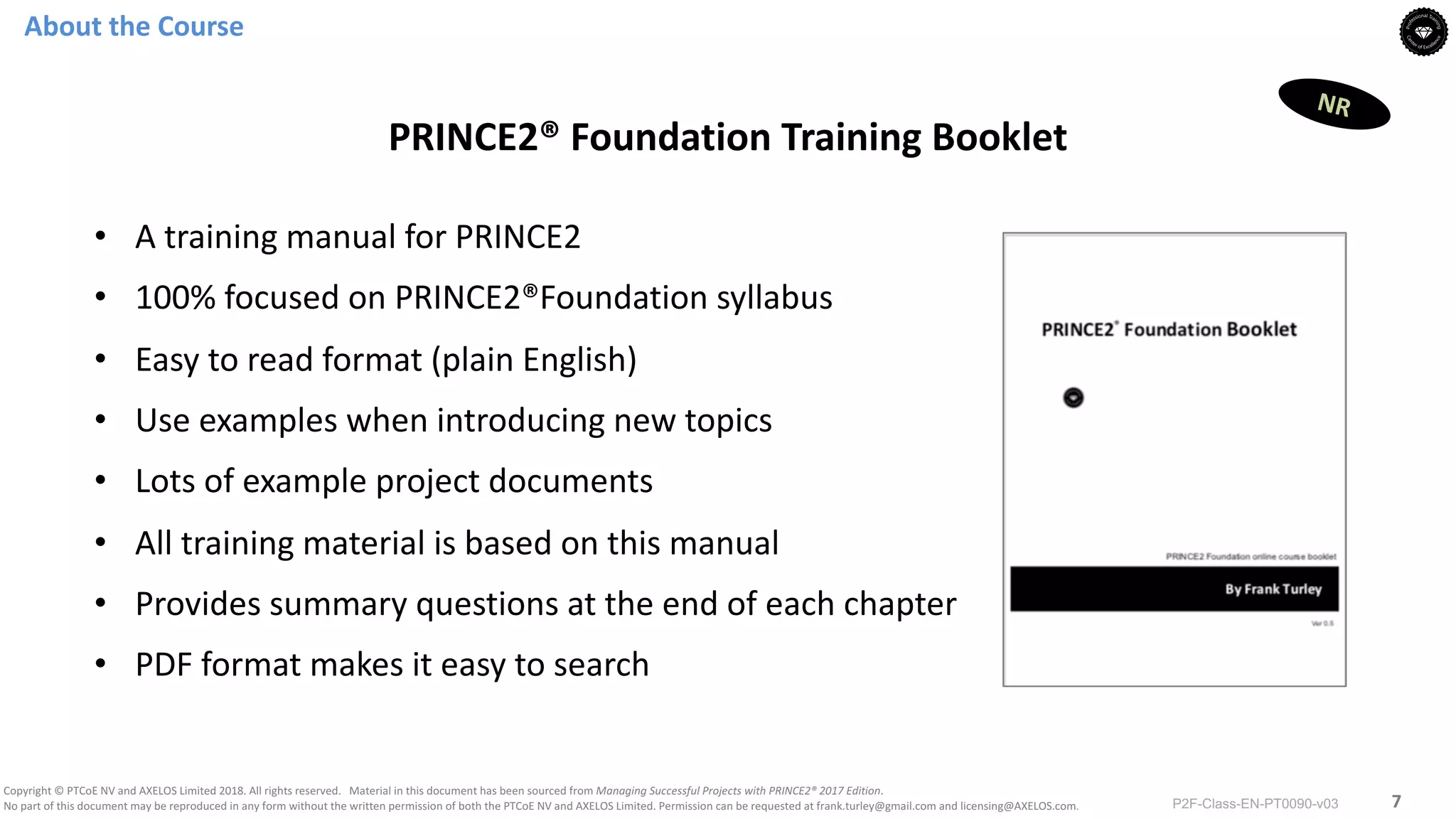 PRINCE2 Foundation Classroom slides - Sample - Classic | PDF