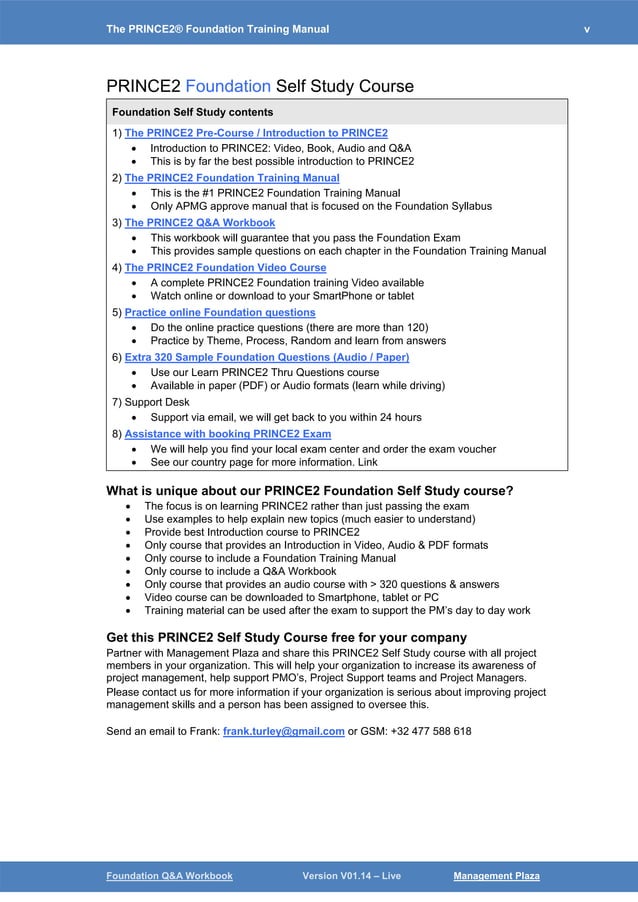 PRINCE2 Foundation Training Manual by Frank Turley | PDF | Business ...