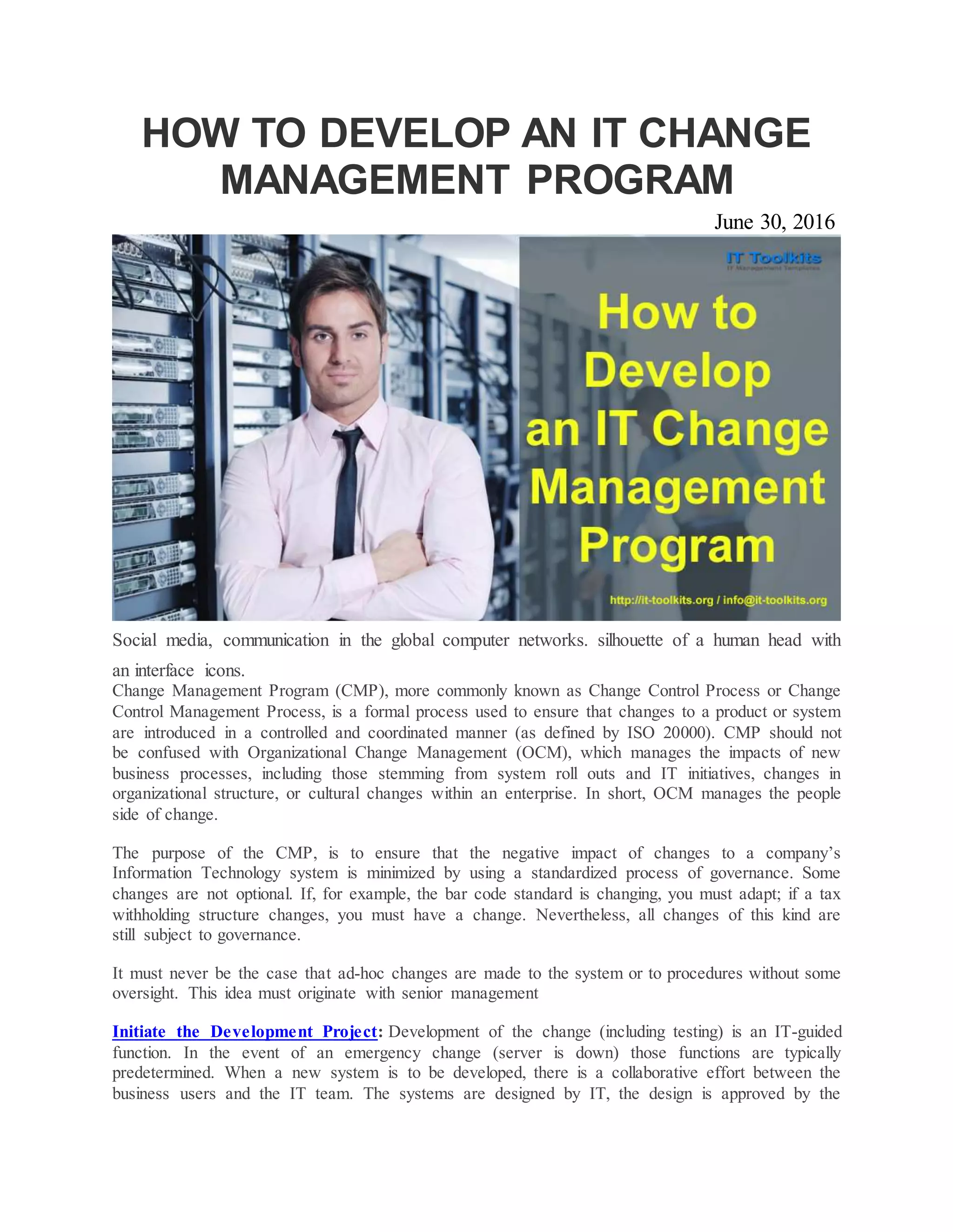 P2 how to develop an it change management program | DOCX