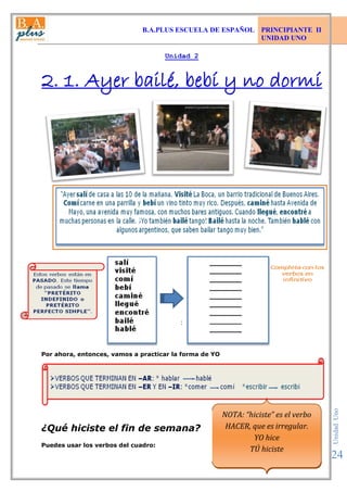 Preterite Spanish Lesson - BA Plus | PDF