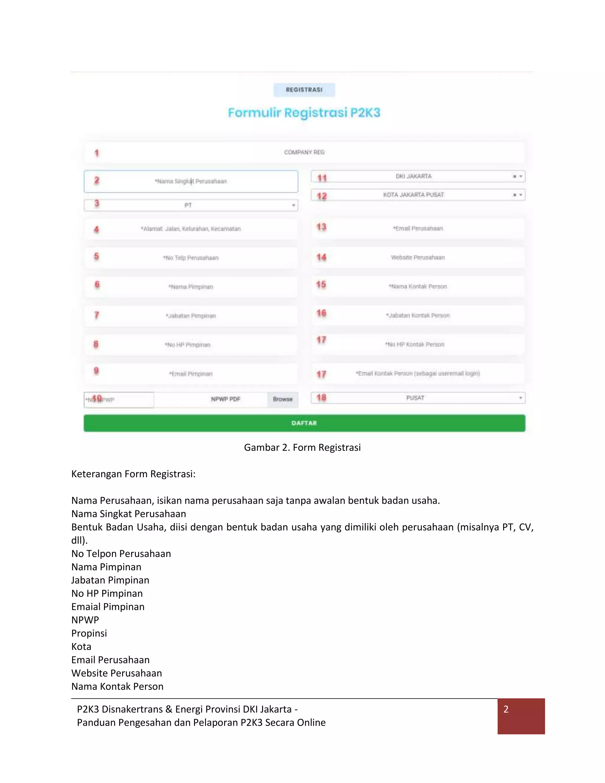 P2K3 DISNAKERTRANS Jakarta | DOCX