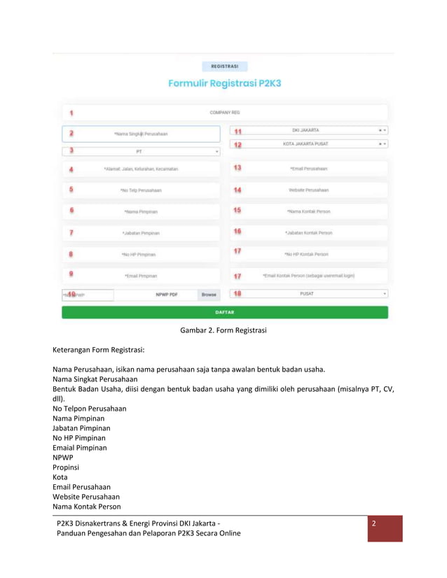 P2K3 DISNAKERTRANS Jakarta | DOCX