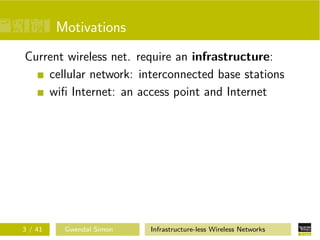 Infrastructureless Wireless networks | PDF