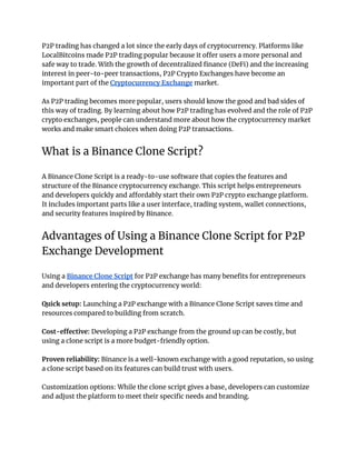 Exploring the Features of a P2P Crypto Exchange in Binance Clone Script ...
