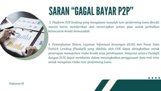 Analisis kasus gagal bayar dan kelemahan P2P Lending-Platform | PDF