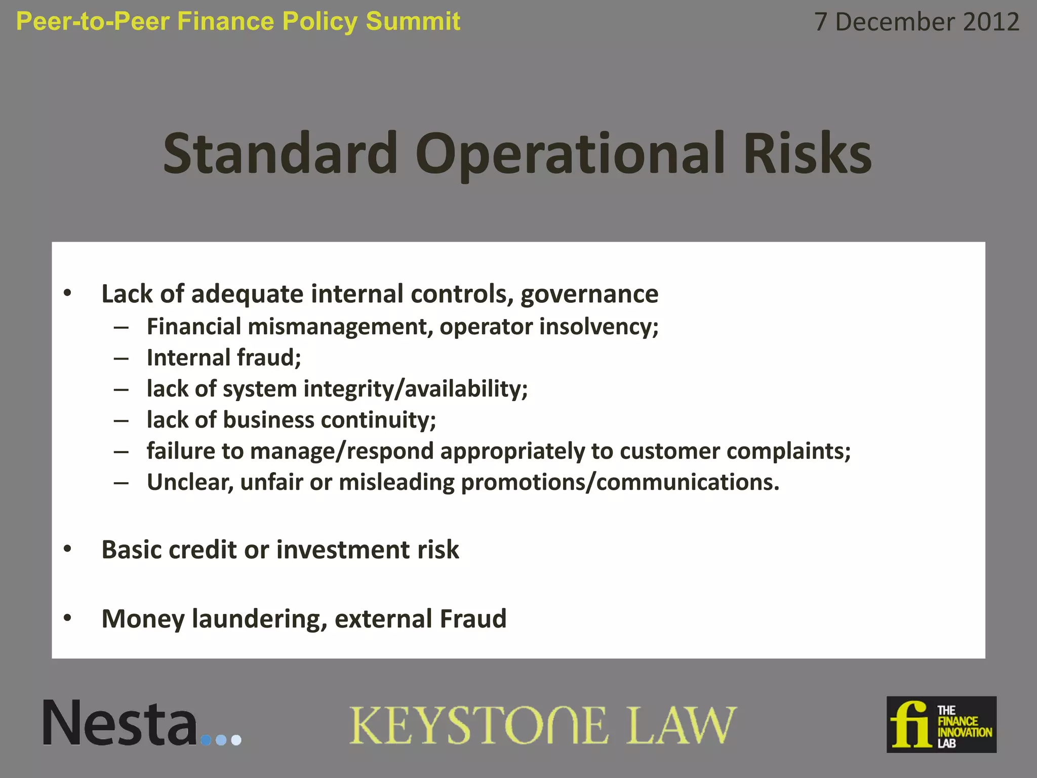 How P2P Finance Models Work: Risks, Controls and Regulatory Barriers | PPT