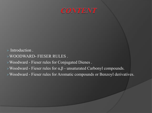 woodward fieser rule | PPTX | Chemistry | Science
