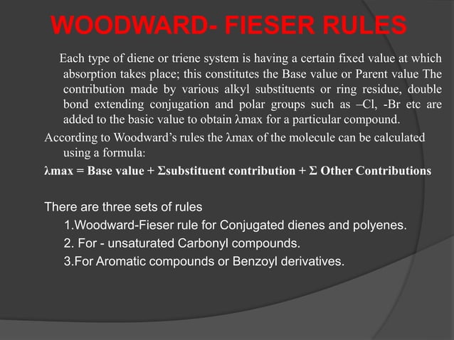 woodward fieser rule | PPTX | Chemistry | Science