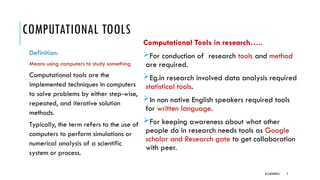 Computational Tools -ICT PHD Course work | PPTX