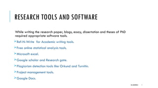 Computational Tools -ICT PHD Course work | PPTX