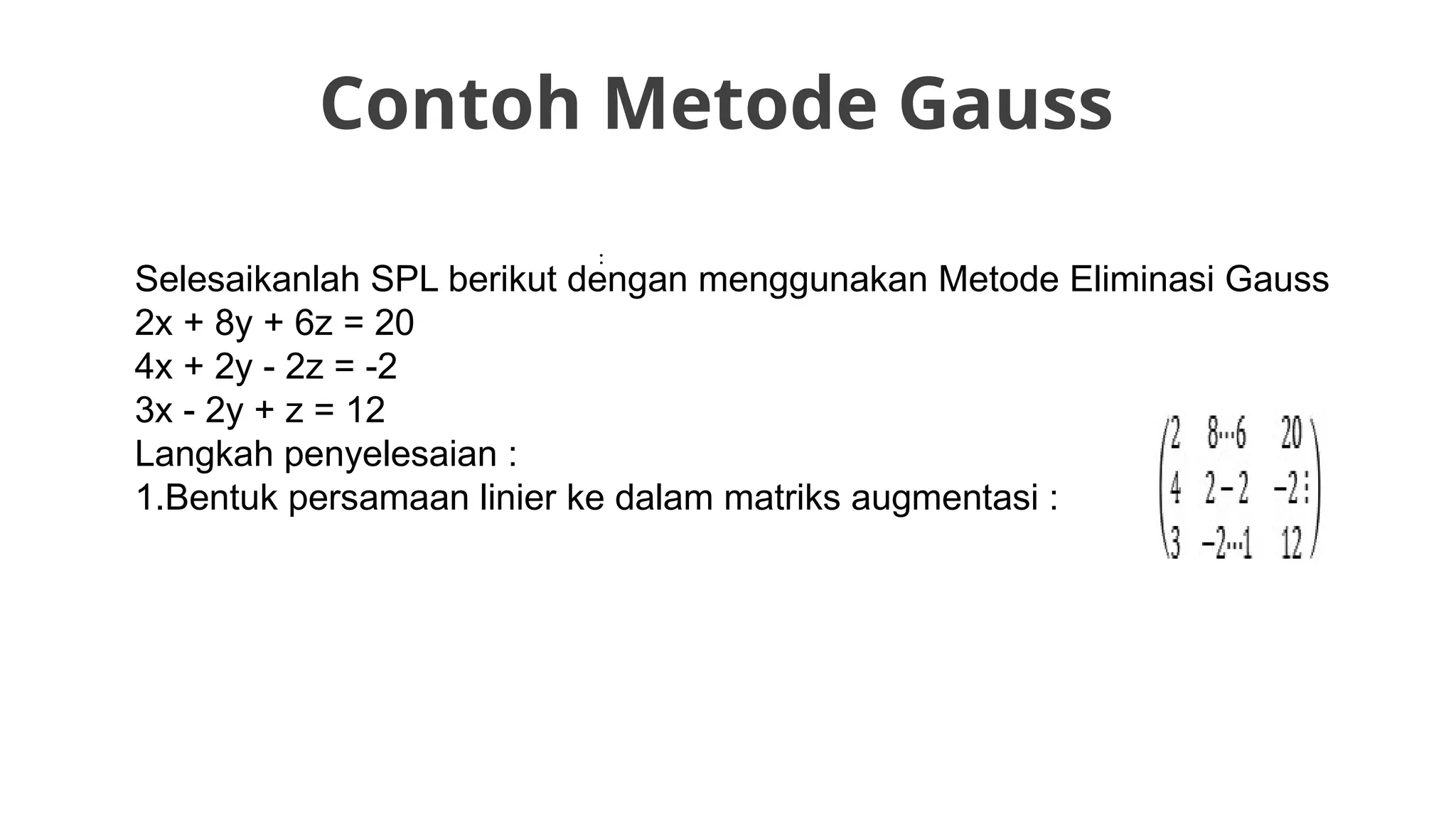 Materi Pertemuan ke 3 Sistem Persamaan liner | PPTX