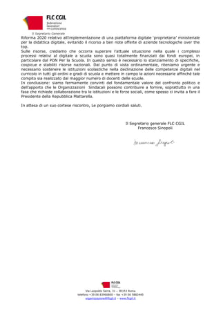 Lettera alla Azzolina di Francesco Sinopoli segretario generale FLC ...