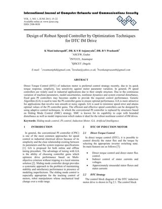 Design of Robust Speed Controller by Optimization Techniques for DTC IM Drive | PDF