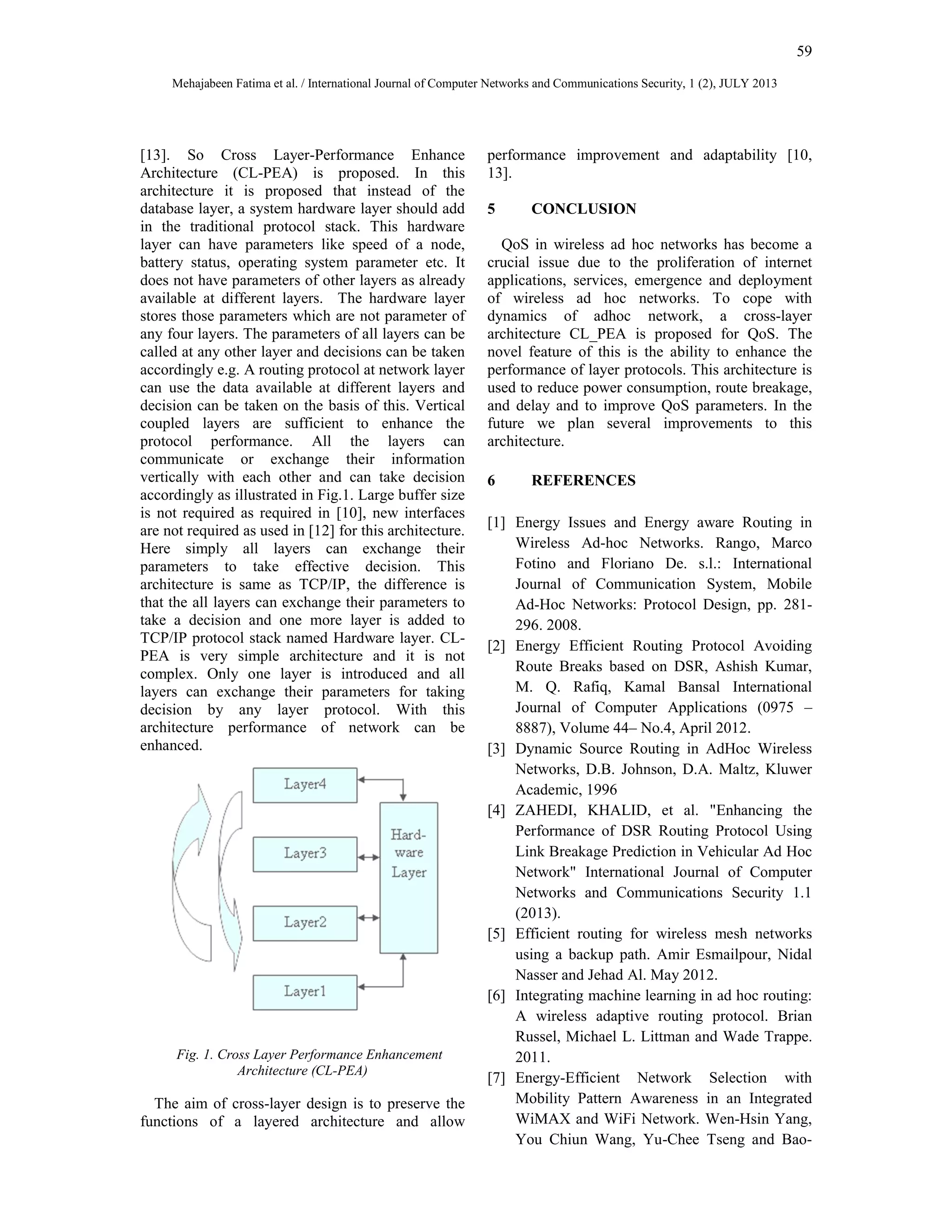 Cross Layer Performance Enhancement Architecture Cl Pea For Manet Pdf