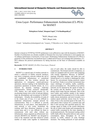 Cross Layer- Performance Enhancement Architecture (CL-PEA) for MANET | PDF