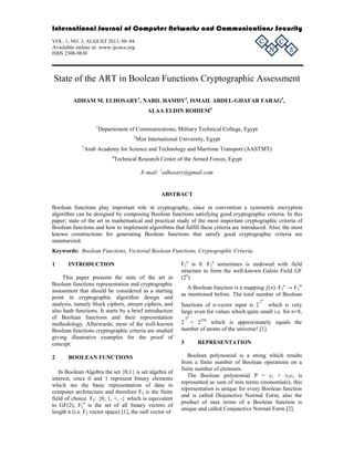 State of the ART in Boolean Functions Cryptographic Assessment | PDF | Programming Languages ...