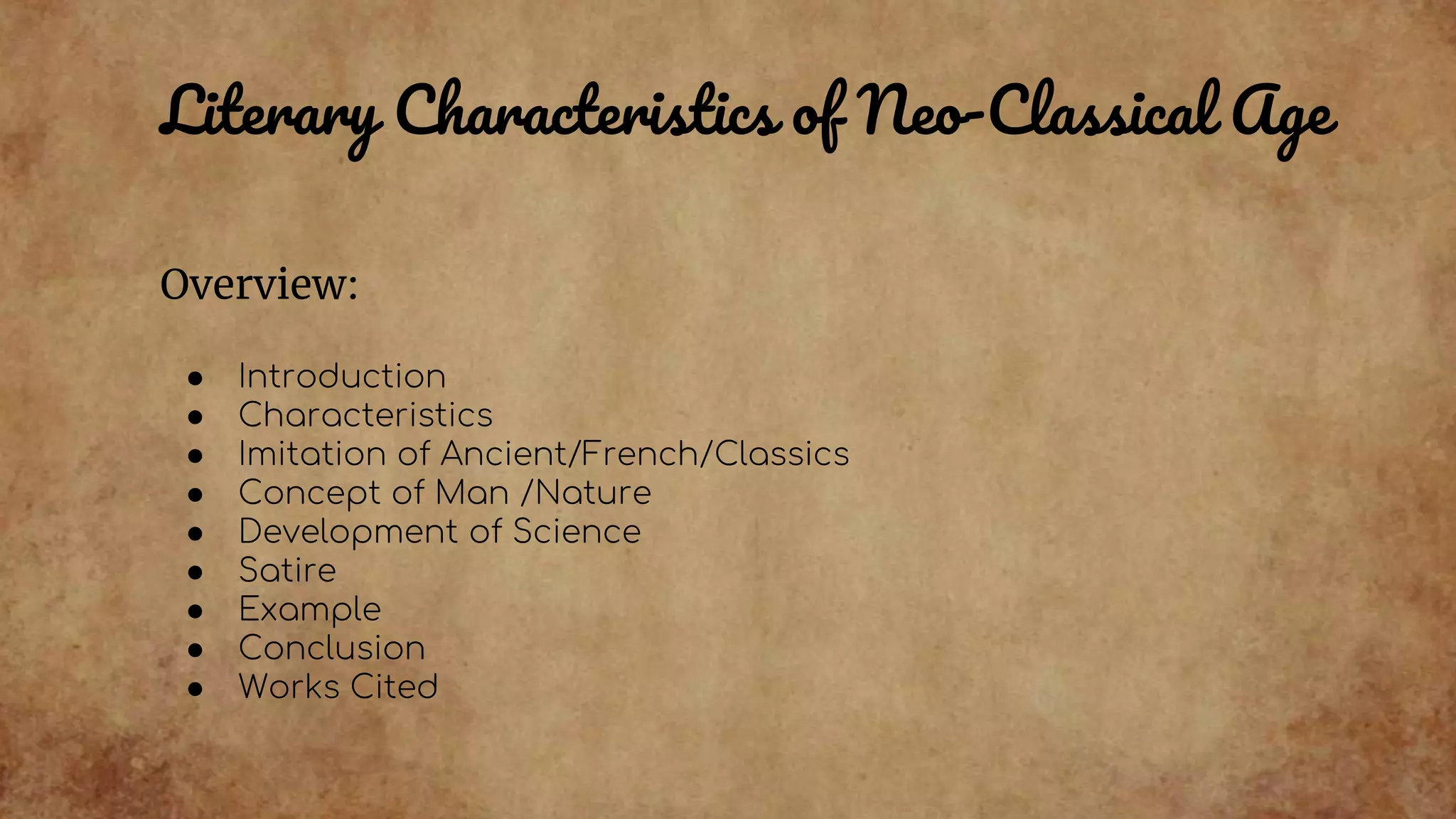 Literary Characteristics of the NeoClassical Age | PPT | Free Download