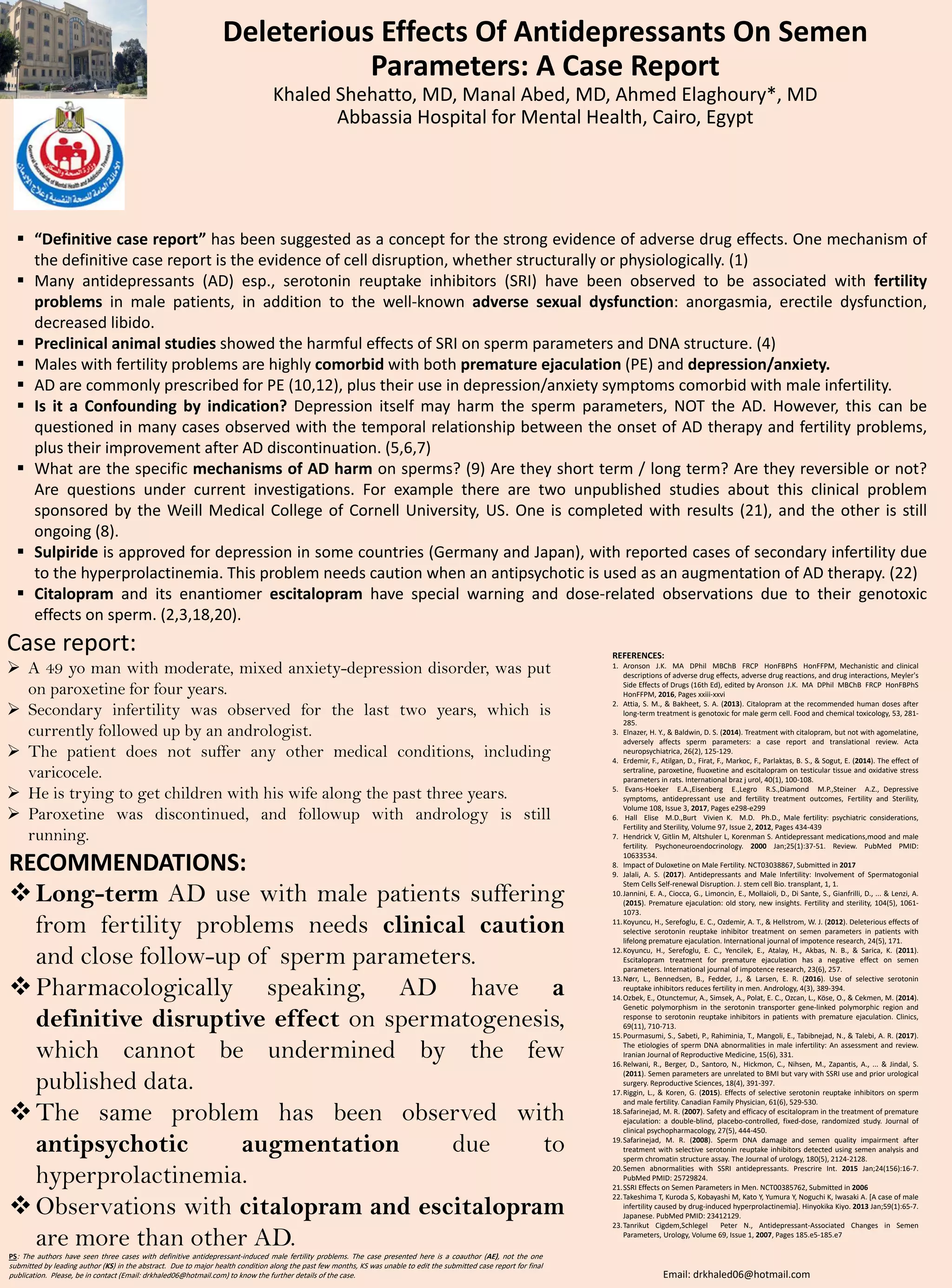 Deleterious Effects Of Antidepressants On Semen Parameters: A Case ...