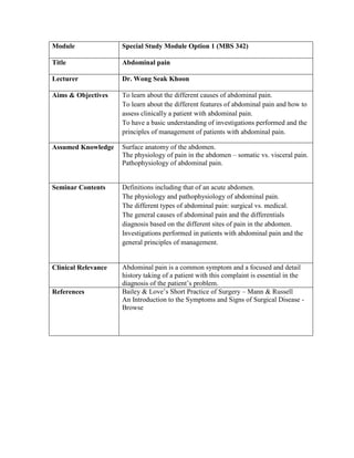 3A surgery seminar outline | PDF