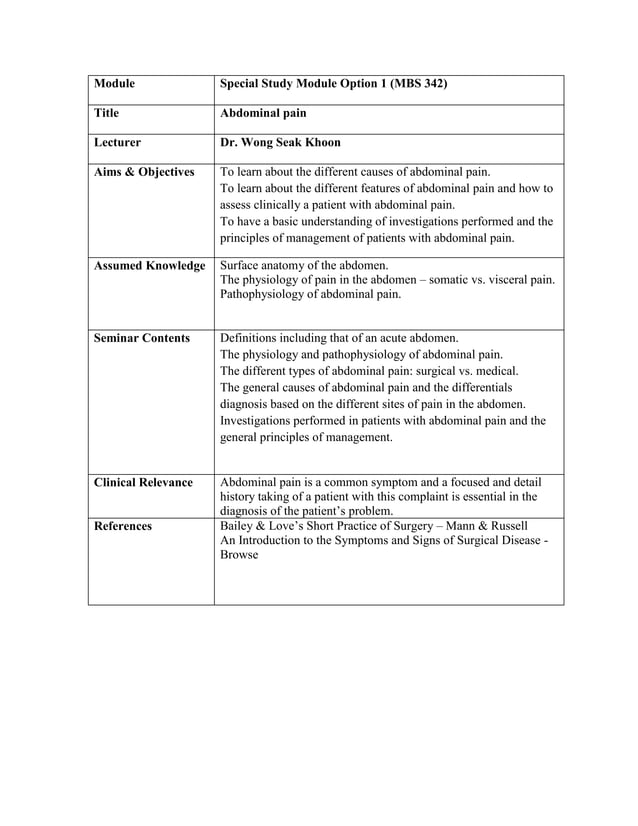3A surgery seminar outline | PDF